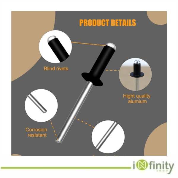 Rivets plaque immatriculation couleur noir